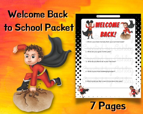 7 Back to School Worksheets Superhero Theme First Day of - Etsy