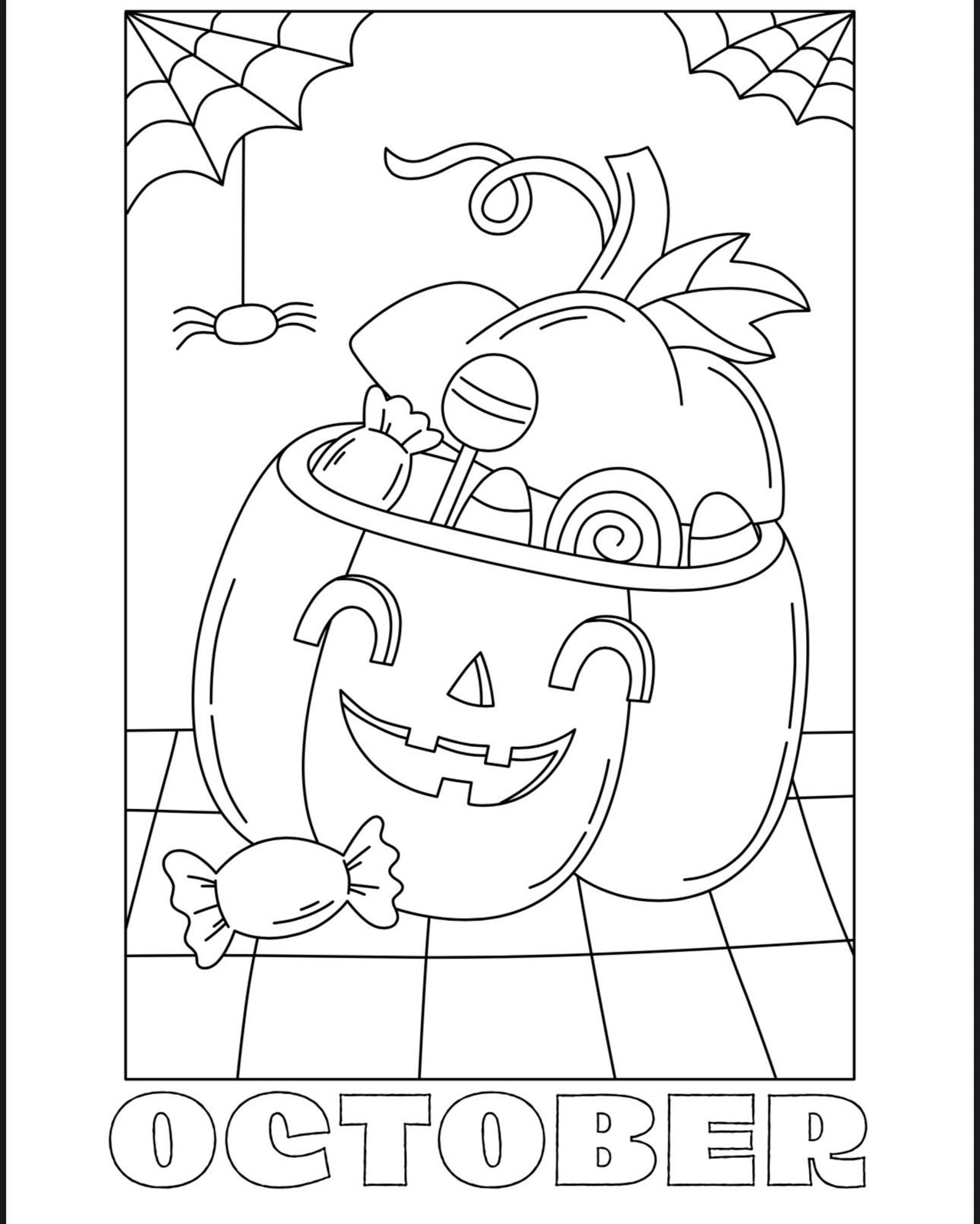 Fall Halloween Thanksgiving Coloring Pages: 56 Printable Sheets (PDF ...