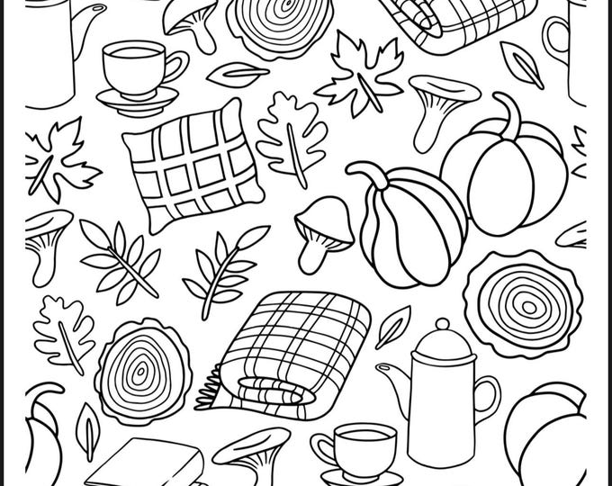 Fall Halloween Thanksgiving Coloring Pages: 56 Printable Sheets (PDF ...