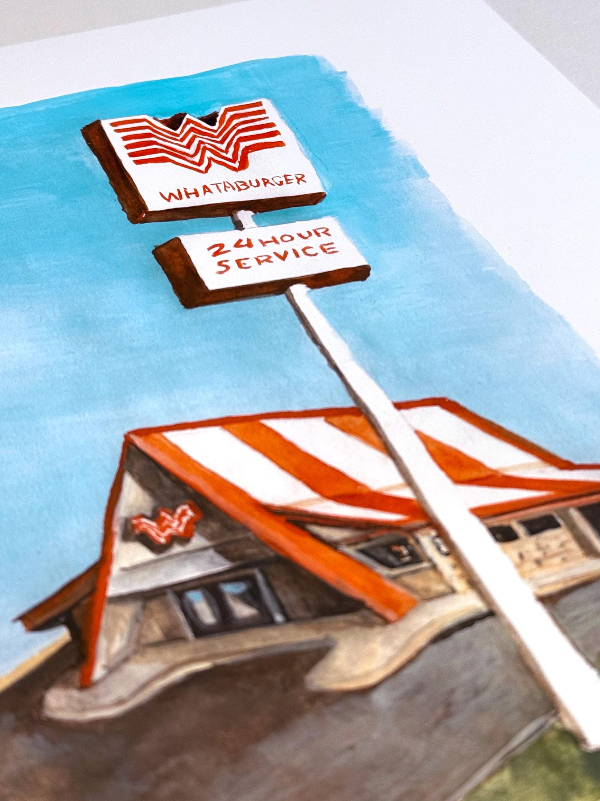 Whataburger A-frame Watercolor Print: Retro Texas Nostalgia - Etsy