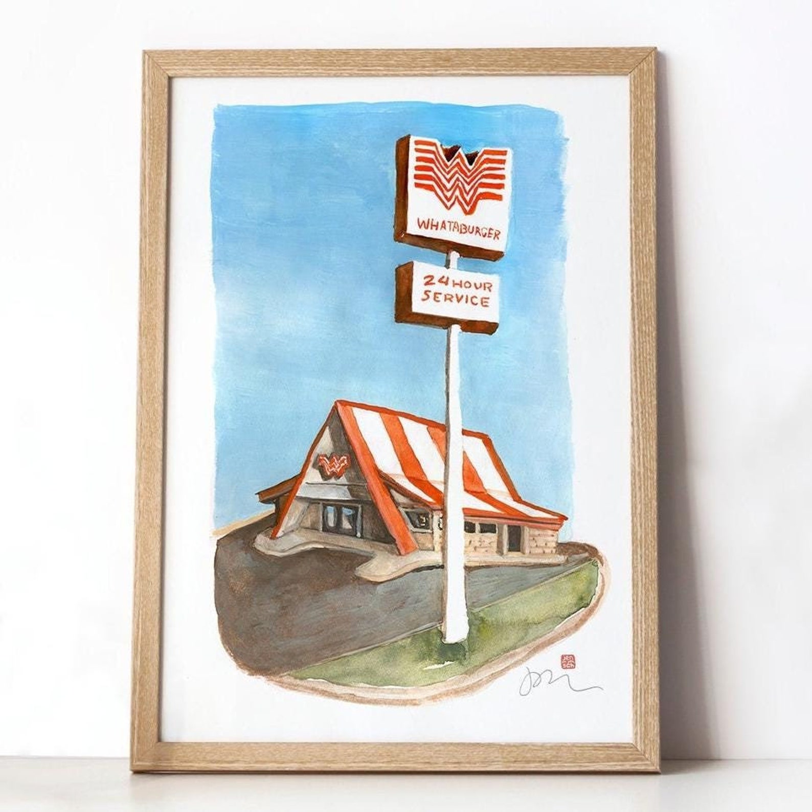 Whataburger Watercolor Painting Archival Print of Original Artwork - Etsy