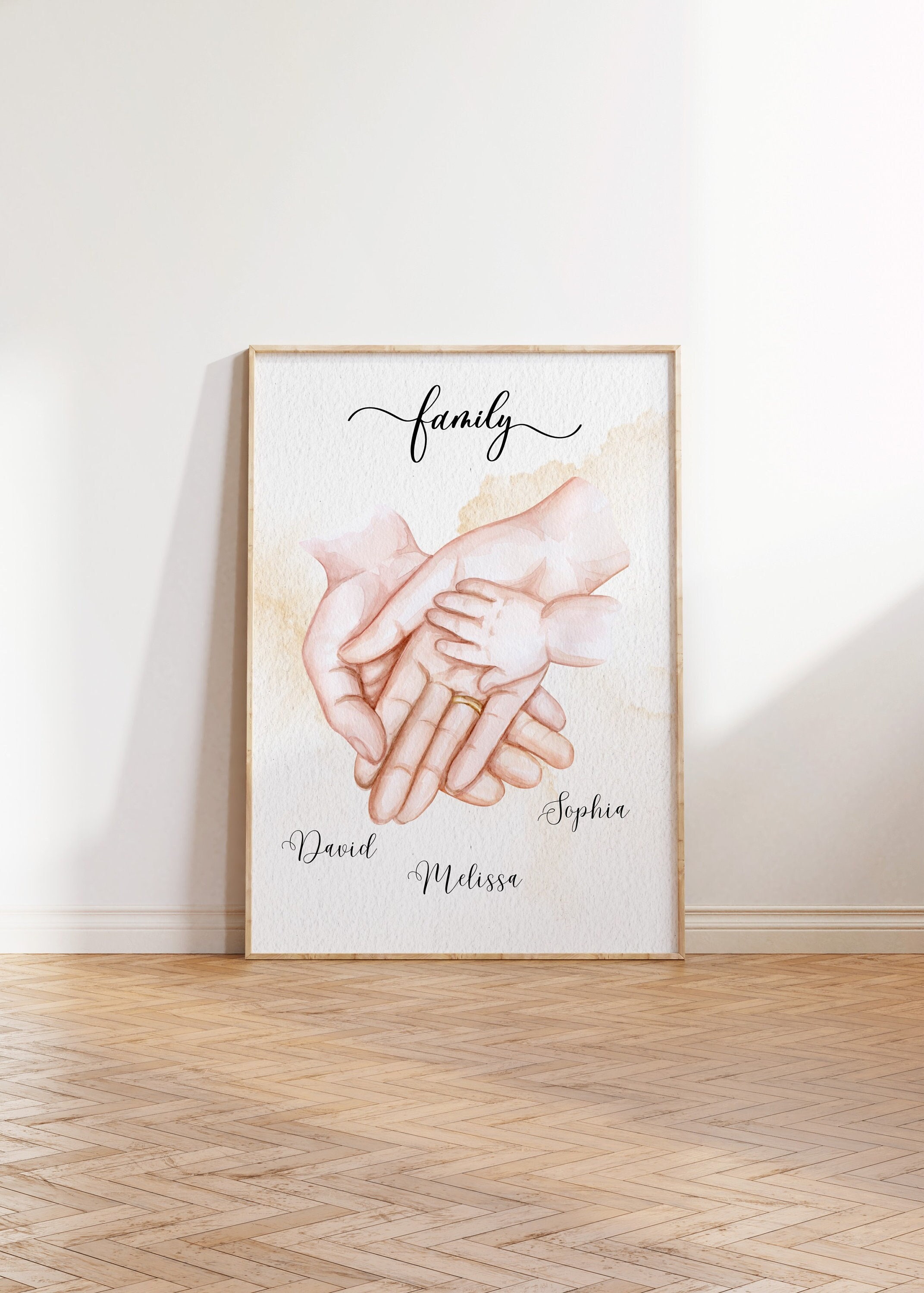 Personalised Family Hands Drawing Poster, Family Print With Parents and ...