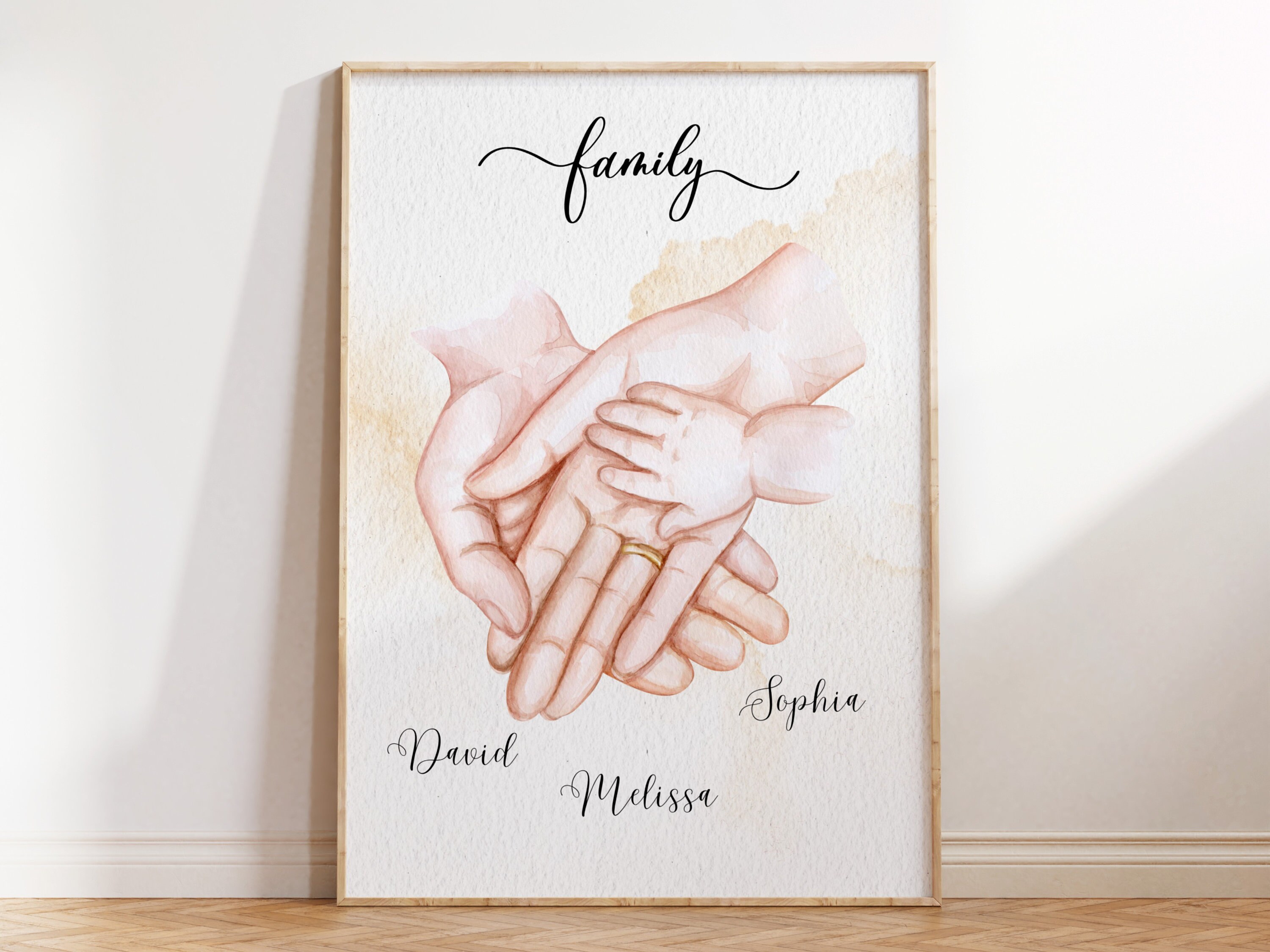 Personalised Family Hands Drawing Poster, Family Print With Parents and ...