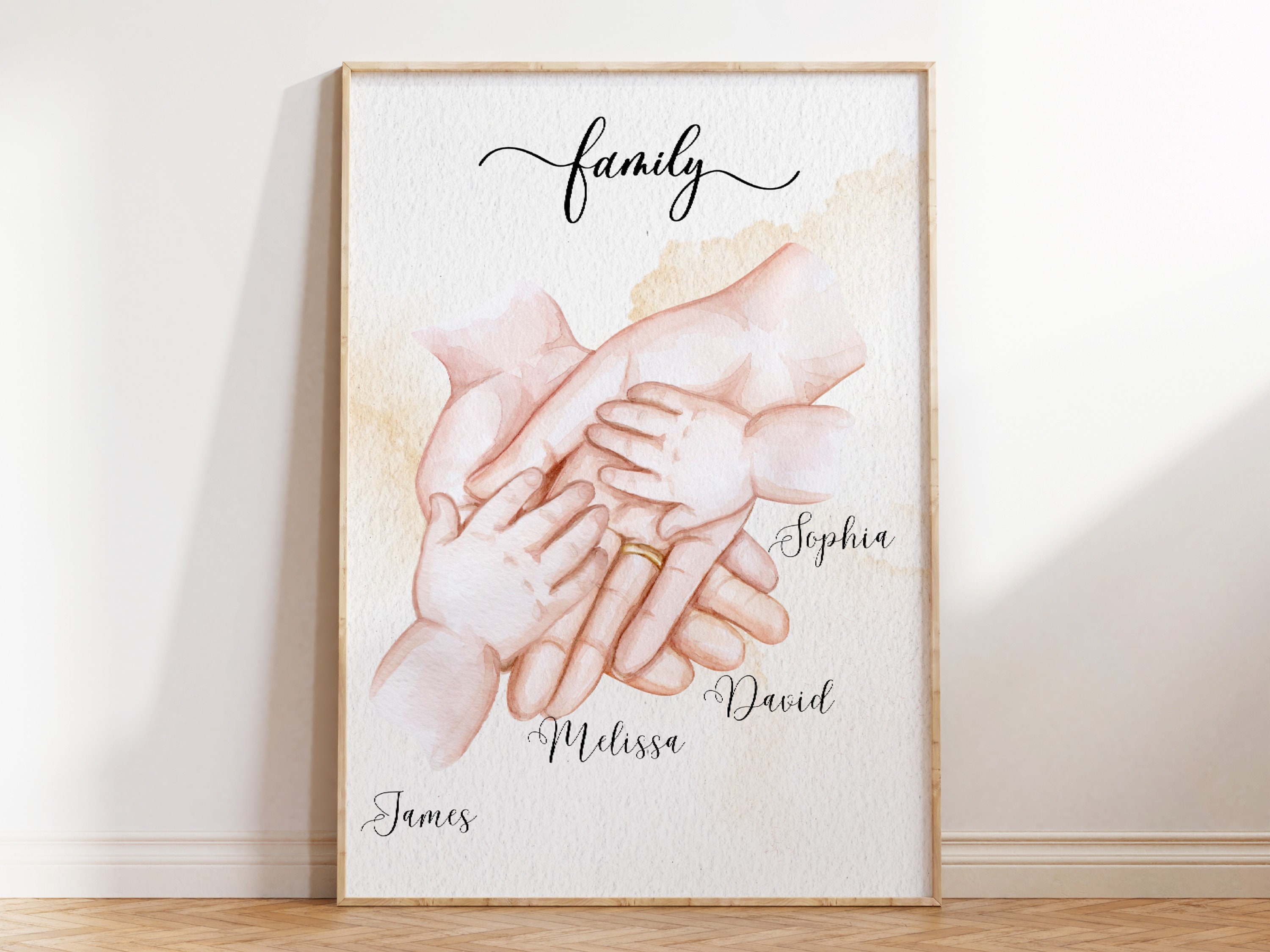Personalised Family Hands Drawing Poster, Family Print With Parents and ...