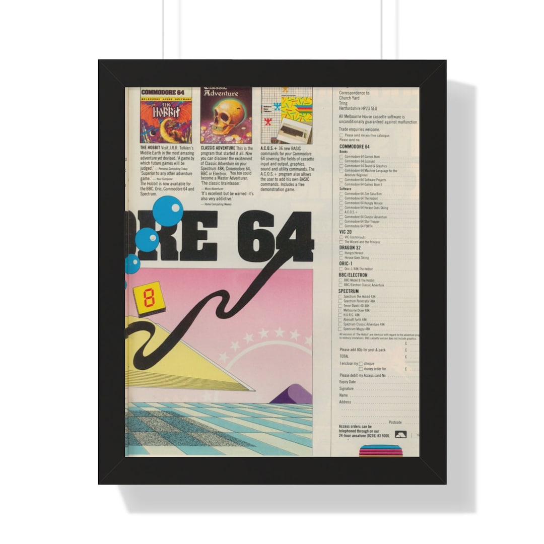 Framed Commodore 64 Poster Original Games Fine Art Print poster Retro ...