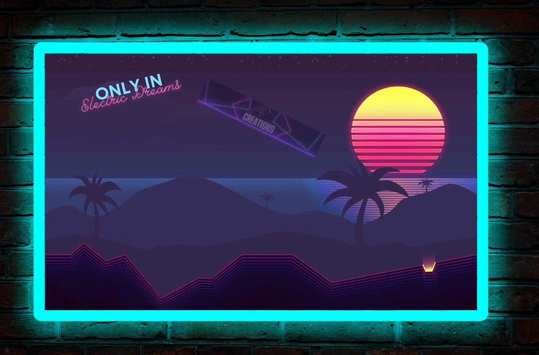 1980's Retro "electric Dreams" Ocean Sunset Wall Decor! - Etsy
