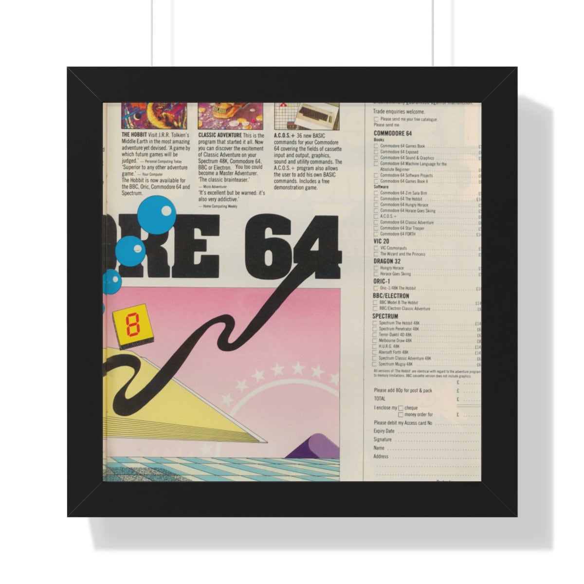 Framed Commodore 64 Poster Original Games Fine Art Print poster Retro ...