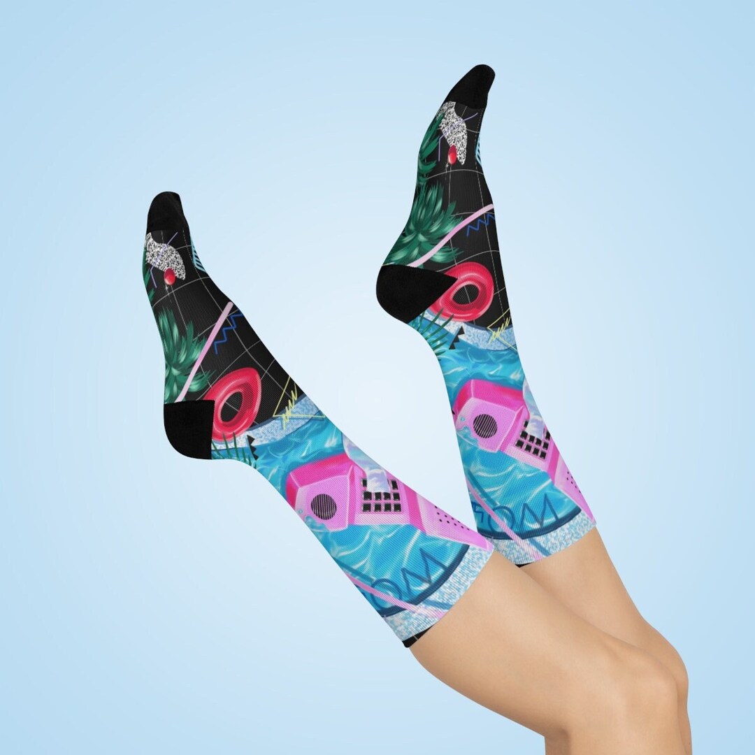 1980's Inspired Crew Socks, Comfy Socks, 80s Style Socks, Unique Crew ...