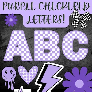 Purple Checkered Classroom Letters | Retro Decor (PDF Download) - Etsy