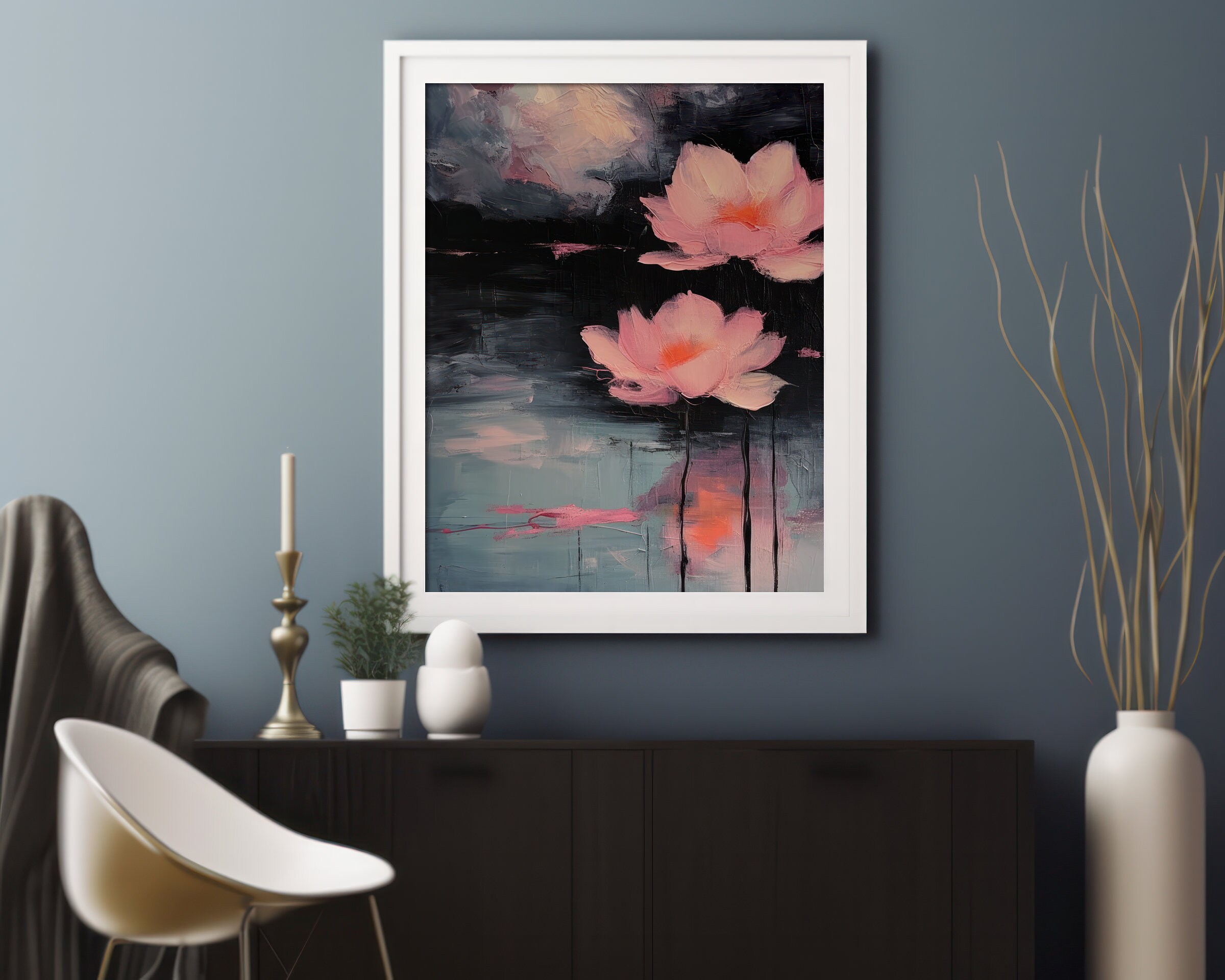 Printable Lotus Wall Art, Floral Print Art, Digital Nature Art ...