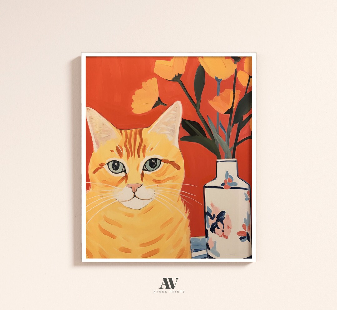 Matisse Print, Orange, Cat, Poster, Cat Portrait, Matisse Wall Art ...