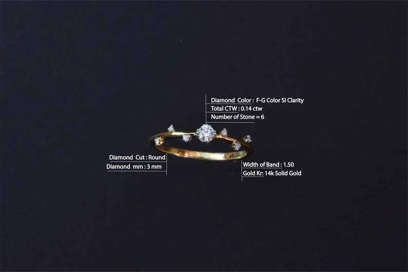 14k Gold Simple Diamond Solitaire Engagement Ring/ Dainty - Etsy