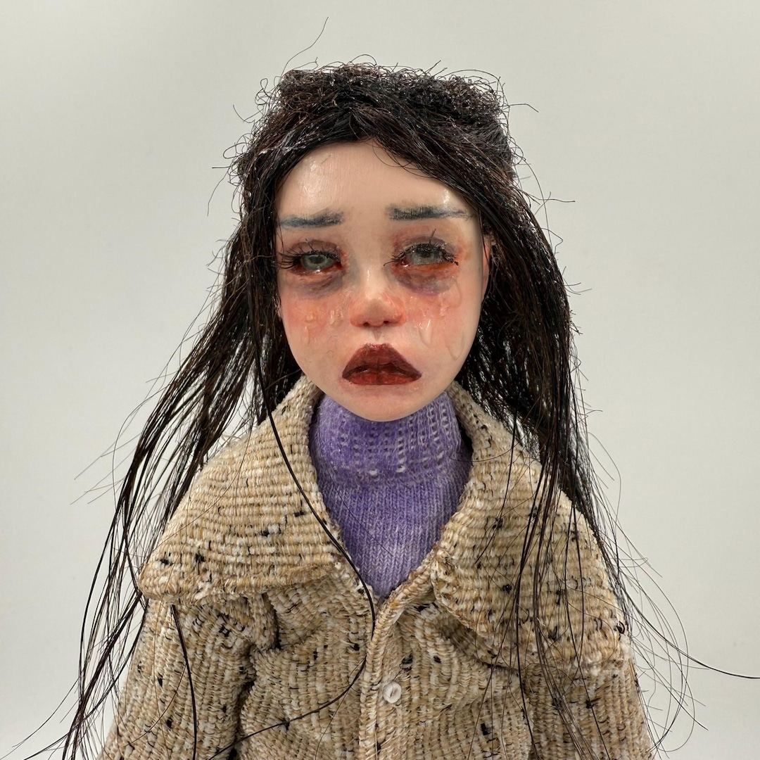 OOAK Crying Art Doll, Sad Girl Figurine, Handmade Emotional Art Doll in ...
