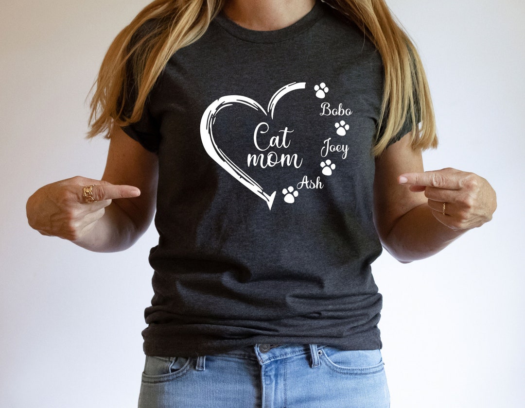 Custom Cat Mom Shirt, Cat Mom Gift, Cat Mom Shirt With Names, Cat Lover ...