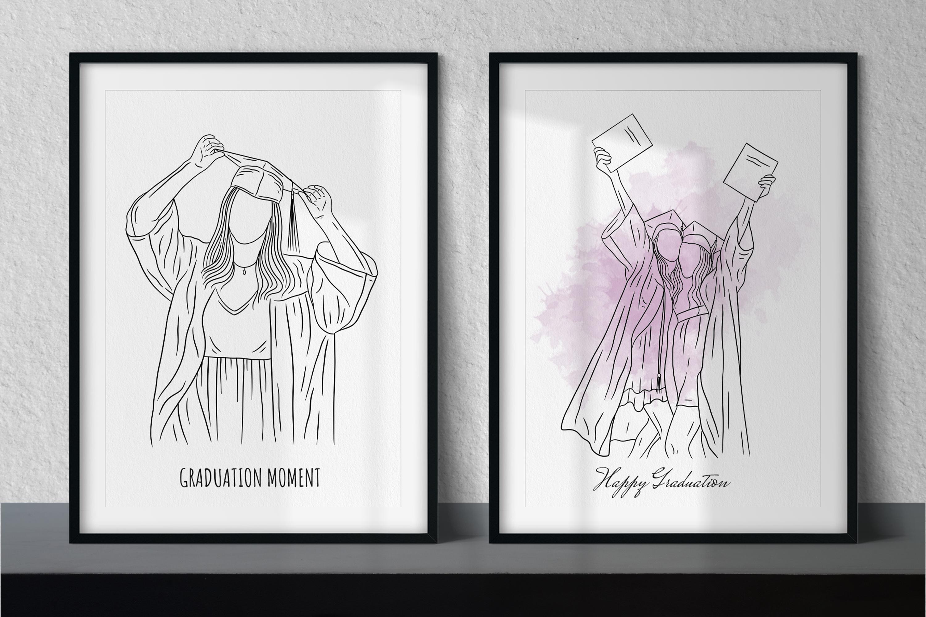 Custom Graduation Portrait, Custom Line Drawing, Graduation Present ...