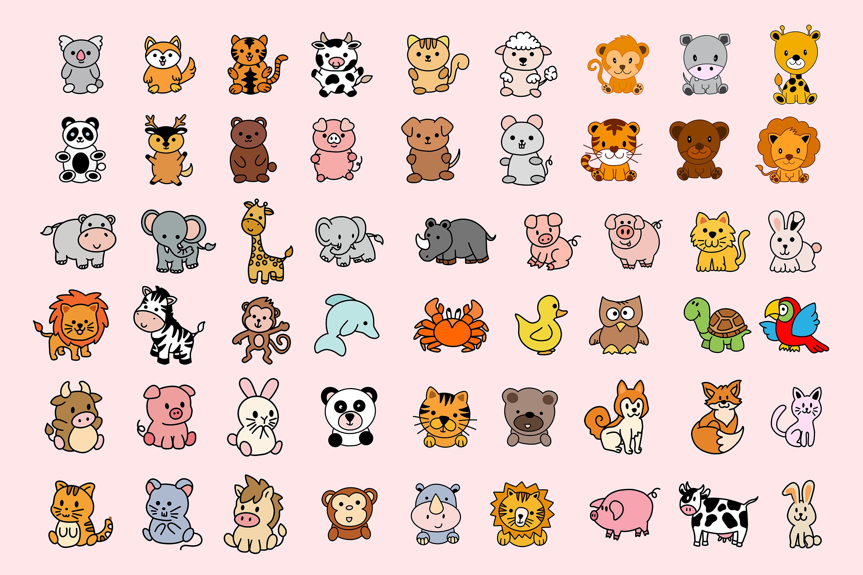 54 Set Bundle Cute Baby Animal, Wild, Farm, Jungle, Safari Funny ...