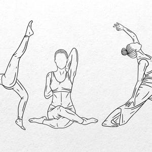 10 Set Bundle Women Yoga Pose Line Art Meditation Namaste Wellness ...