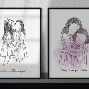 Custom Brother Little Brother Line Art, Brothers Gift, Family Wall Art ...