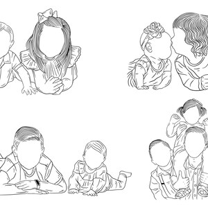 20 Set Bundle Happy Sibling Brother and Sister Kids Child Hand Drawn ...