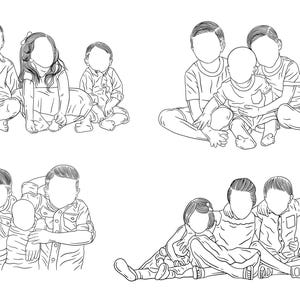 20 Set Bundle Happy Sibling Brother and Sister Kids Child Hand Drawn ...