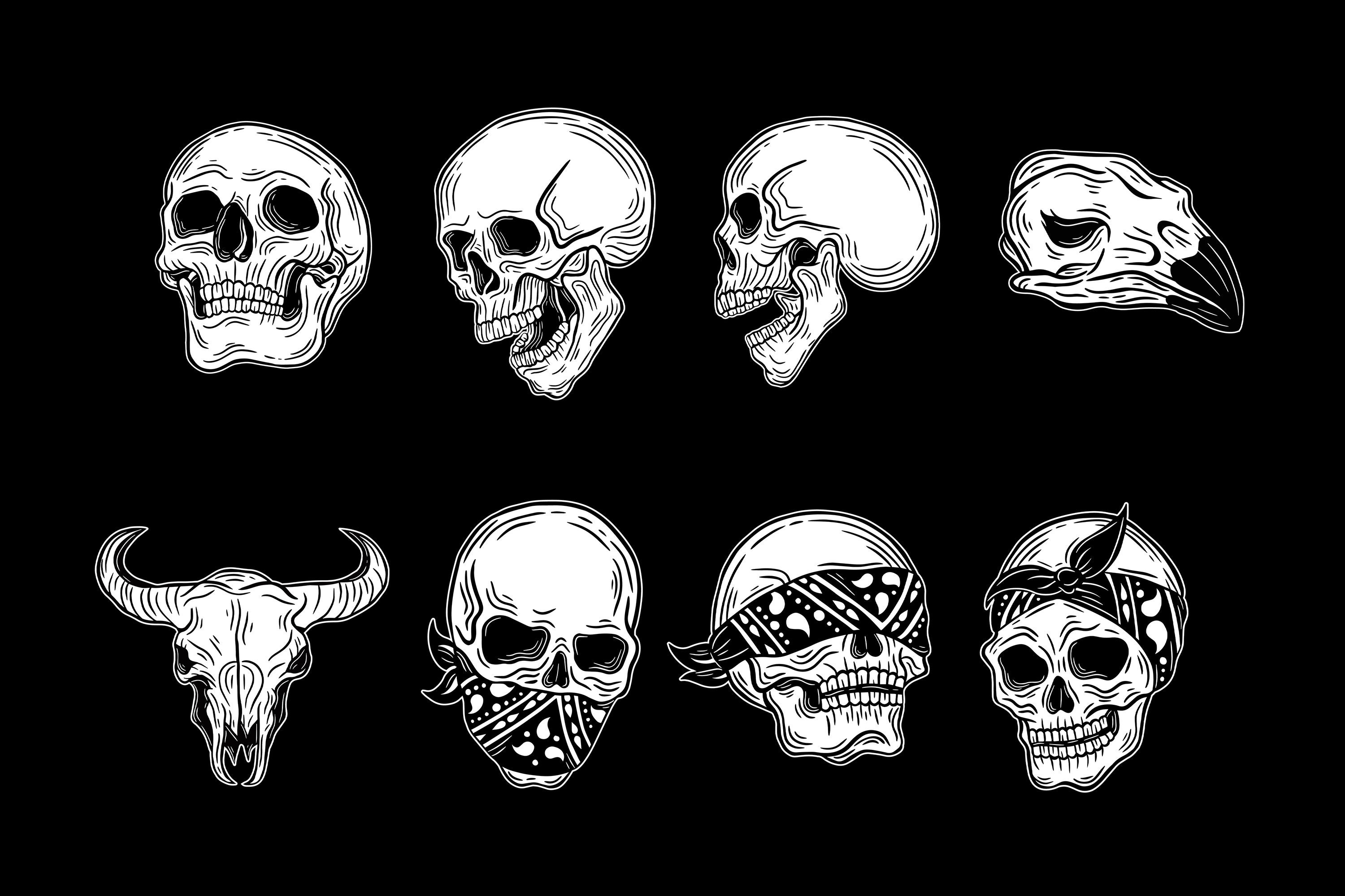 48 Bundle Dark Art Skull Bone Horror Tattoo Crossbone Skull Svg Bundle ...