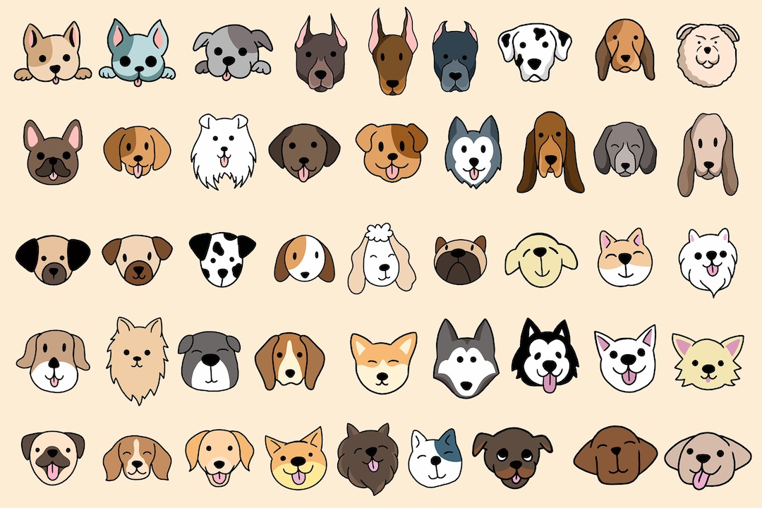 45 Set Bundle Cute Baby Dog Puppy Puppies Doodle Kawai Dog Breeds ...