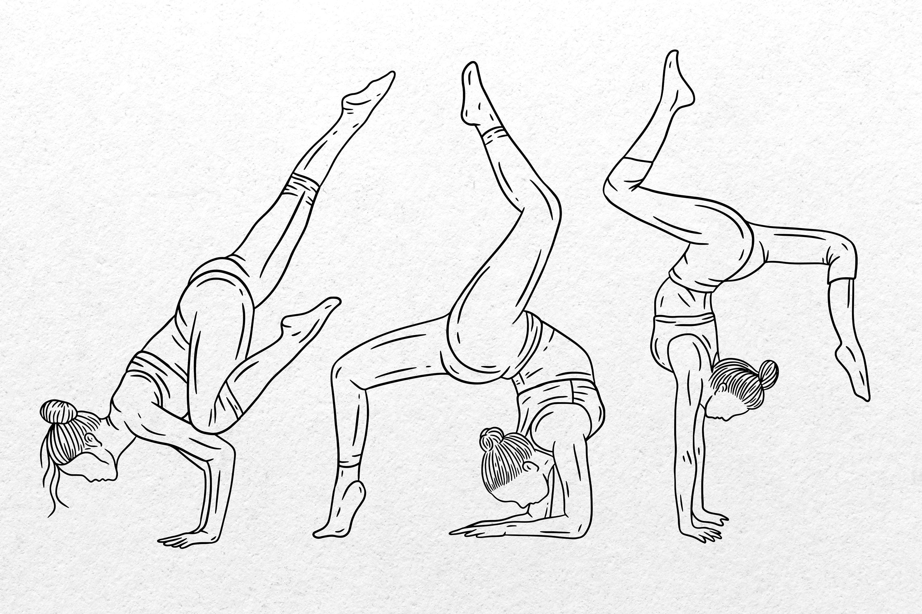 10 Set Bundle Women Yoga Pose Line Art Meditation Namaste Wellness ...