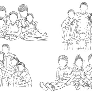 20 Set Bundle Happy Sibling Brother and Sister Kids Child Hand Drawn ...