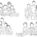 20 Set Bundle Happy Sibling Brother and Sister Kids Child Hand Drawn ...