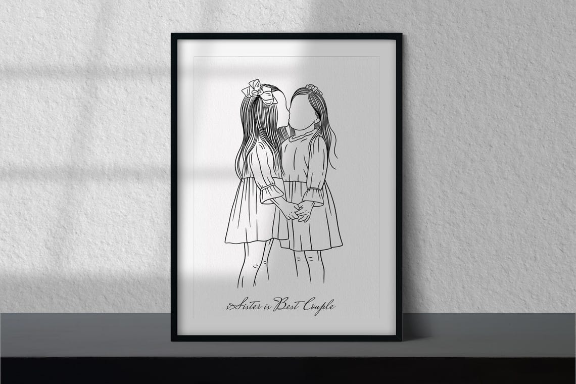 Custom Brother Little Brother Line Art, Brothers Gift, Family Wall Art ...