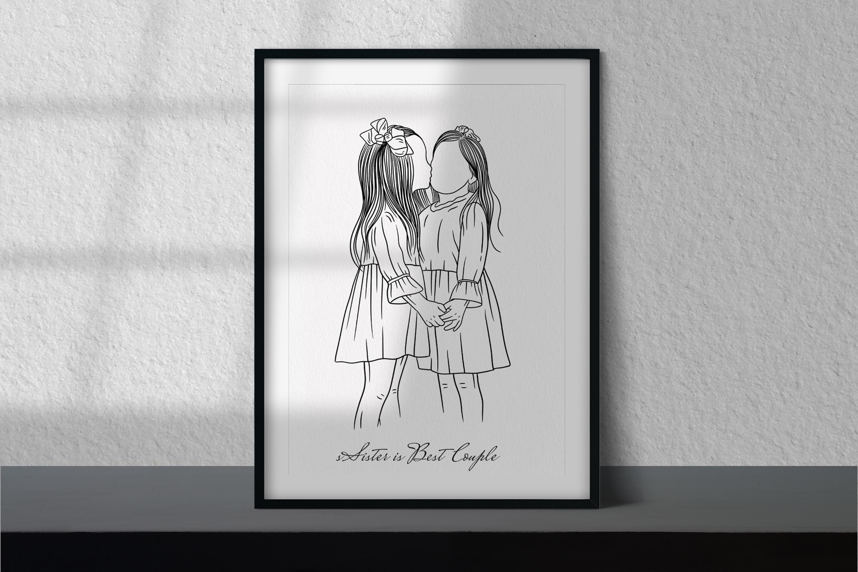 Custom Brother Little Brother Line Art, Brothers Gift, Family Wall Art ...