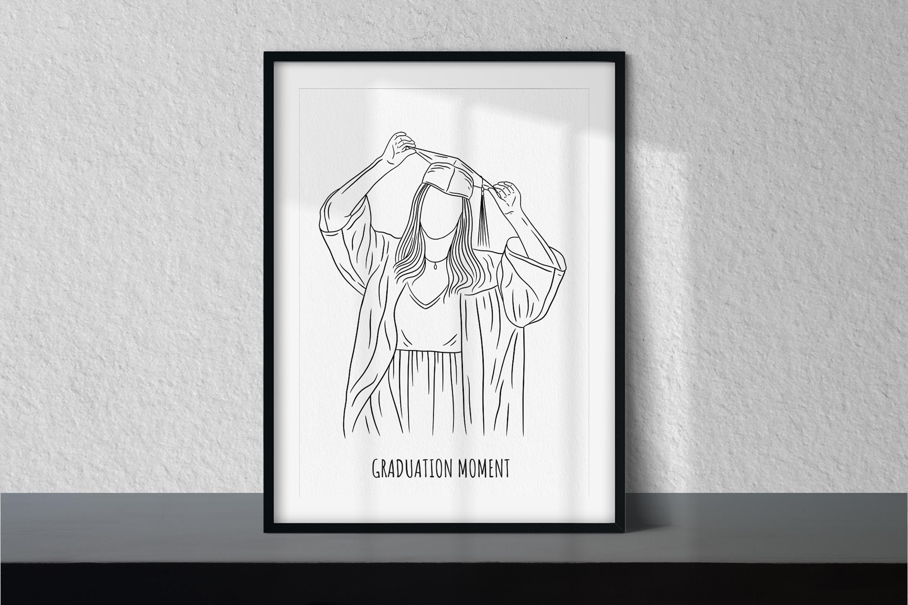 Custom Graduation Portrait, Custom Line Drawing, Graduation Present ...
