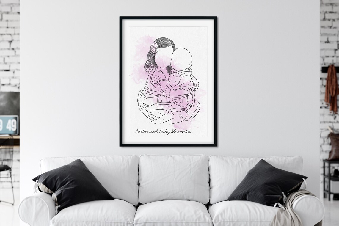 Custom Brother Little Brother Line Art, Brothers Gift, Family Wall Art ...