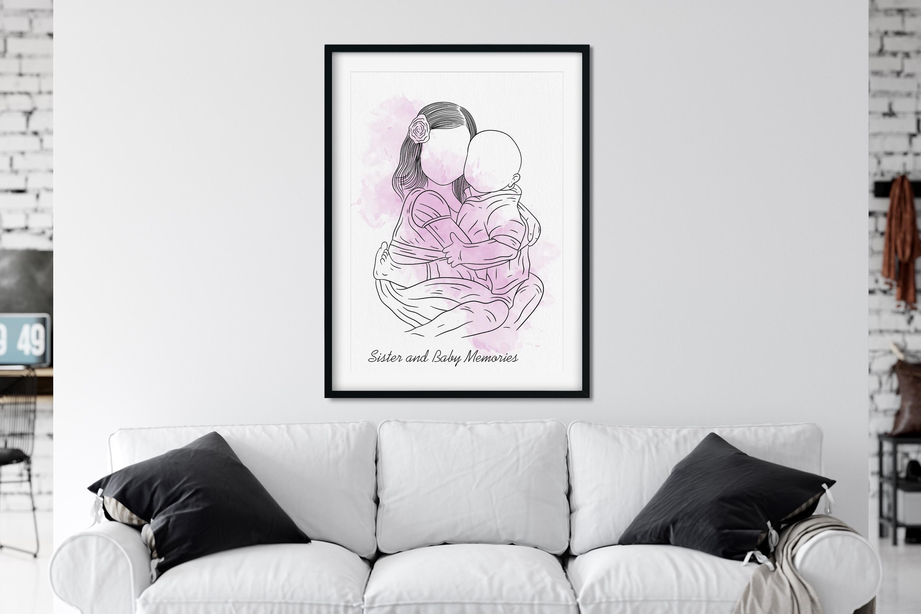 Custom Brother Little Brother Line Art, Brothers Gift, Family Wall Art ...