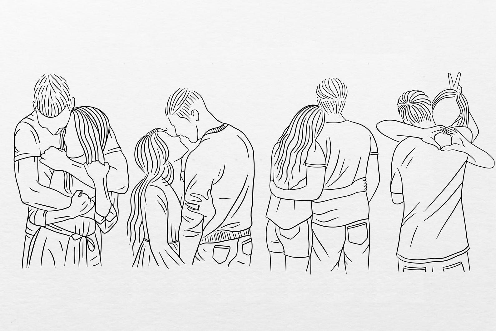 29 Bundle Happy Couple in Love, Romantic, Lovers, Line Art Hand Drawn ...