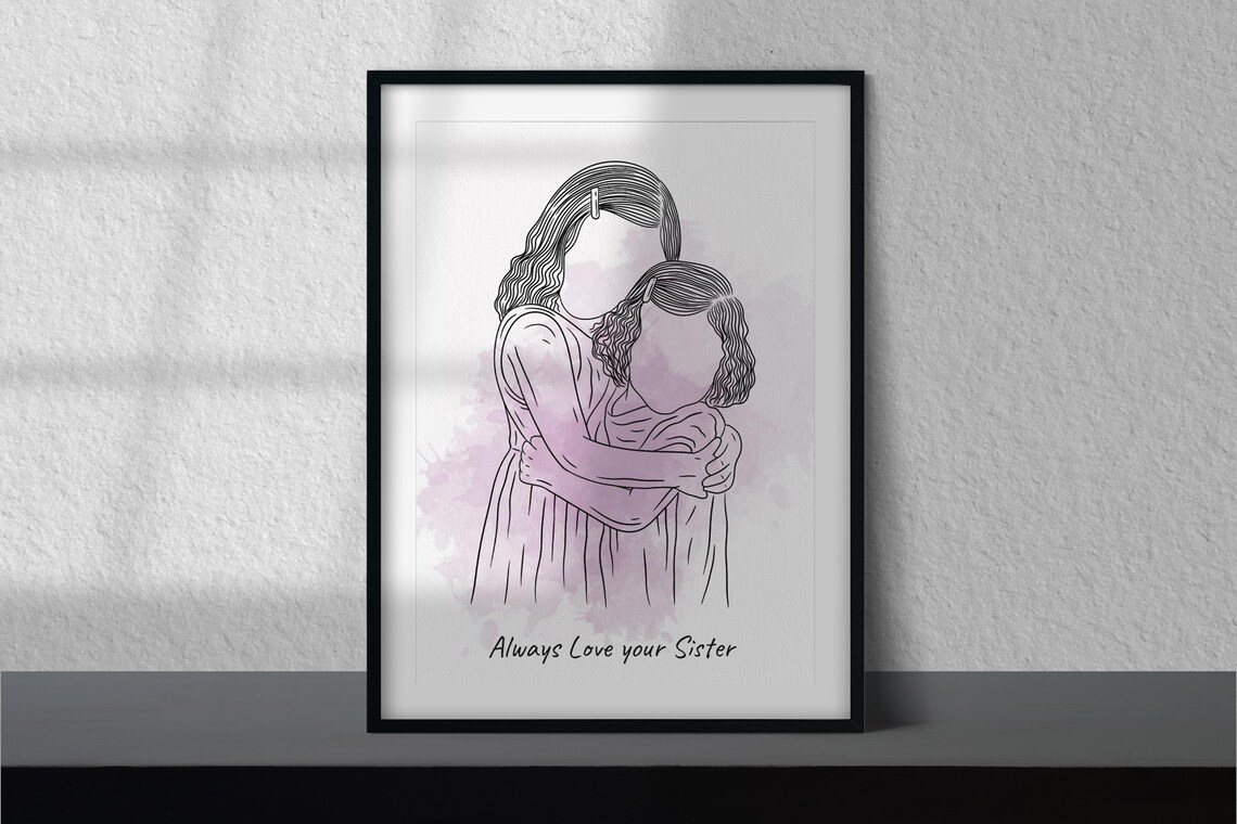 Custom Brother Little Brother Line Art, Brothers Gift, Family Wall Art ...