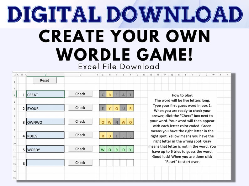 Digital Download Create Your Own Wordle Game - Etsy