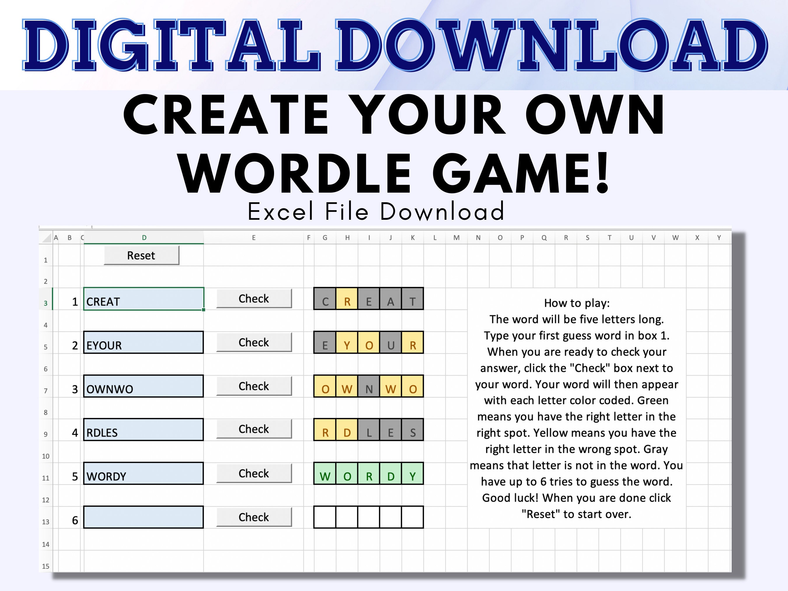 Digital Download Create Your Own Wordle Game - Etsy