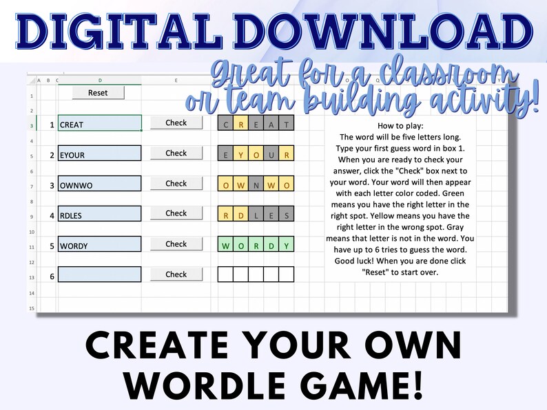 Digital Download Create Your Own Wordle Game - Etsy