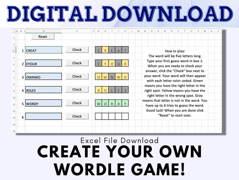 Digital Download Create Your Own Wordle Game - Etsy
