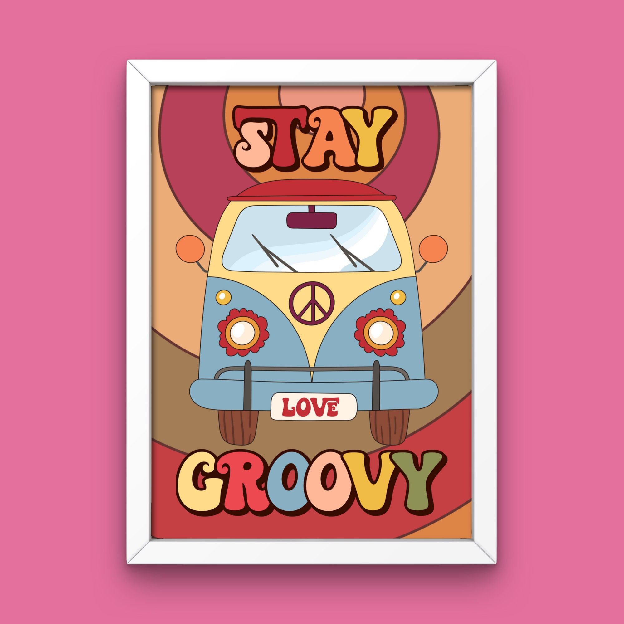 4 Printable Retro Groovy Posters 8x10, Stay Groovy Printable A4, Hippie ...