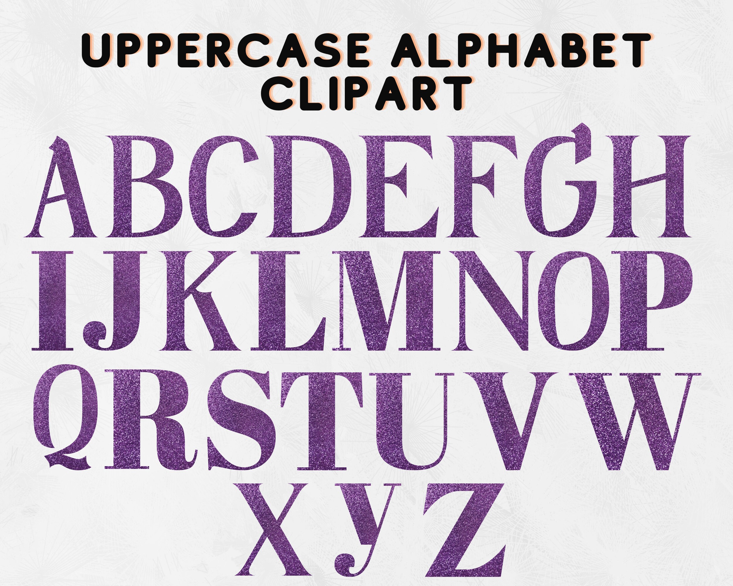 Purple Glitter Alphabet Clipart Purple Chunky Glitter Upper - Etsy