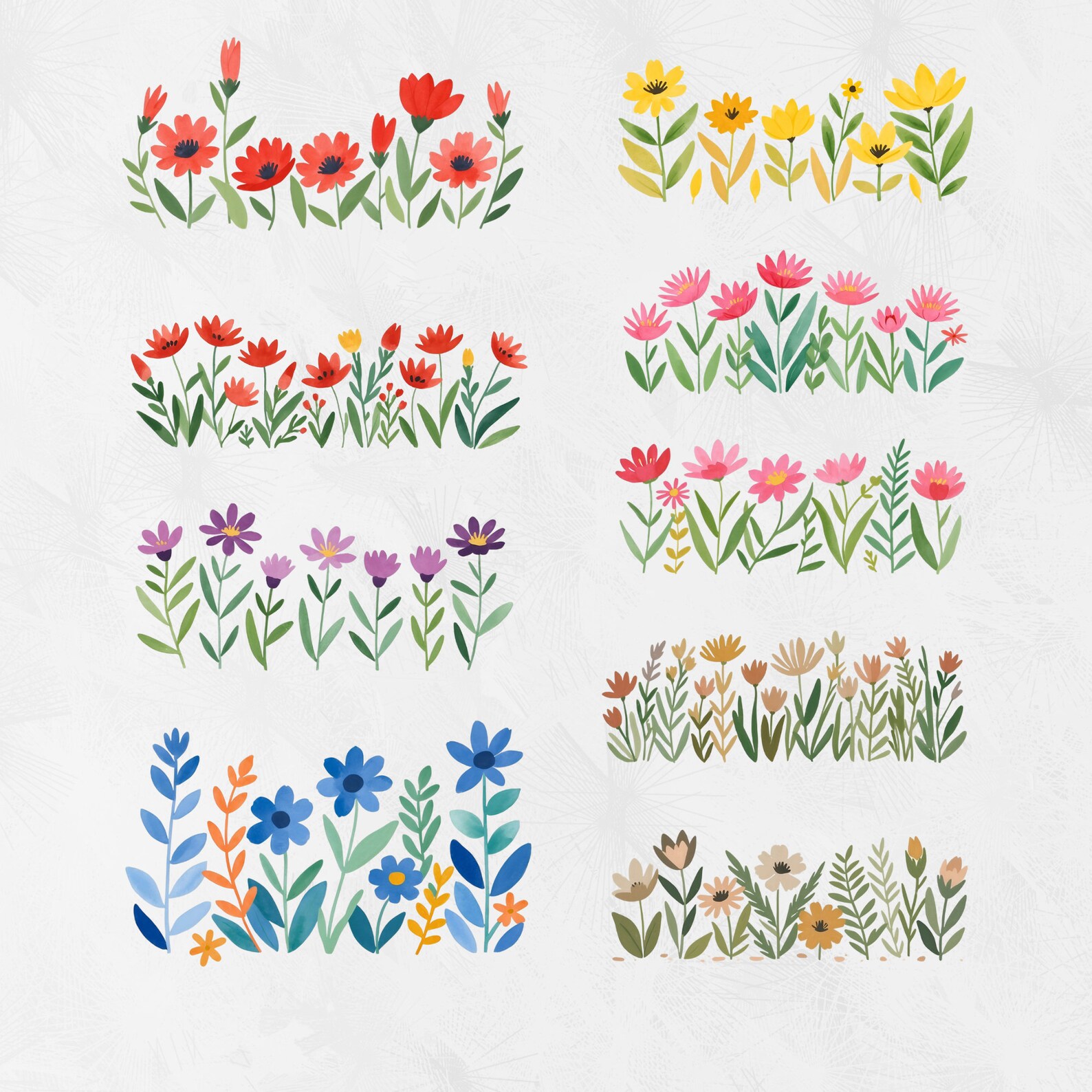 25 Watercolor Flower Border Mix PNG, Mix Floral Border Clipart Bundle ...