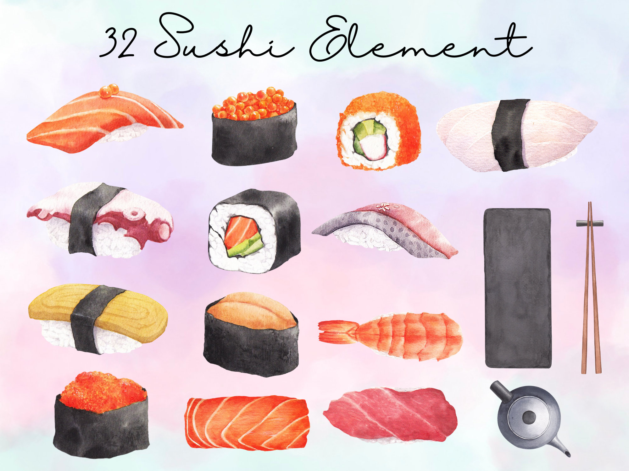 56 Sushi Clipart, Sushi PNG, Sushi Frame, Sushi Wreath, Sushi ...