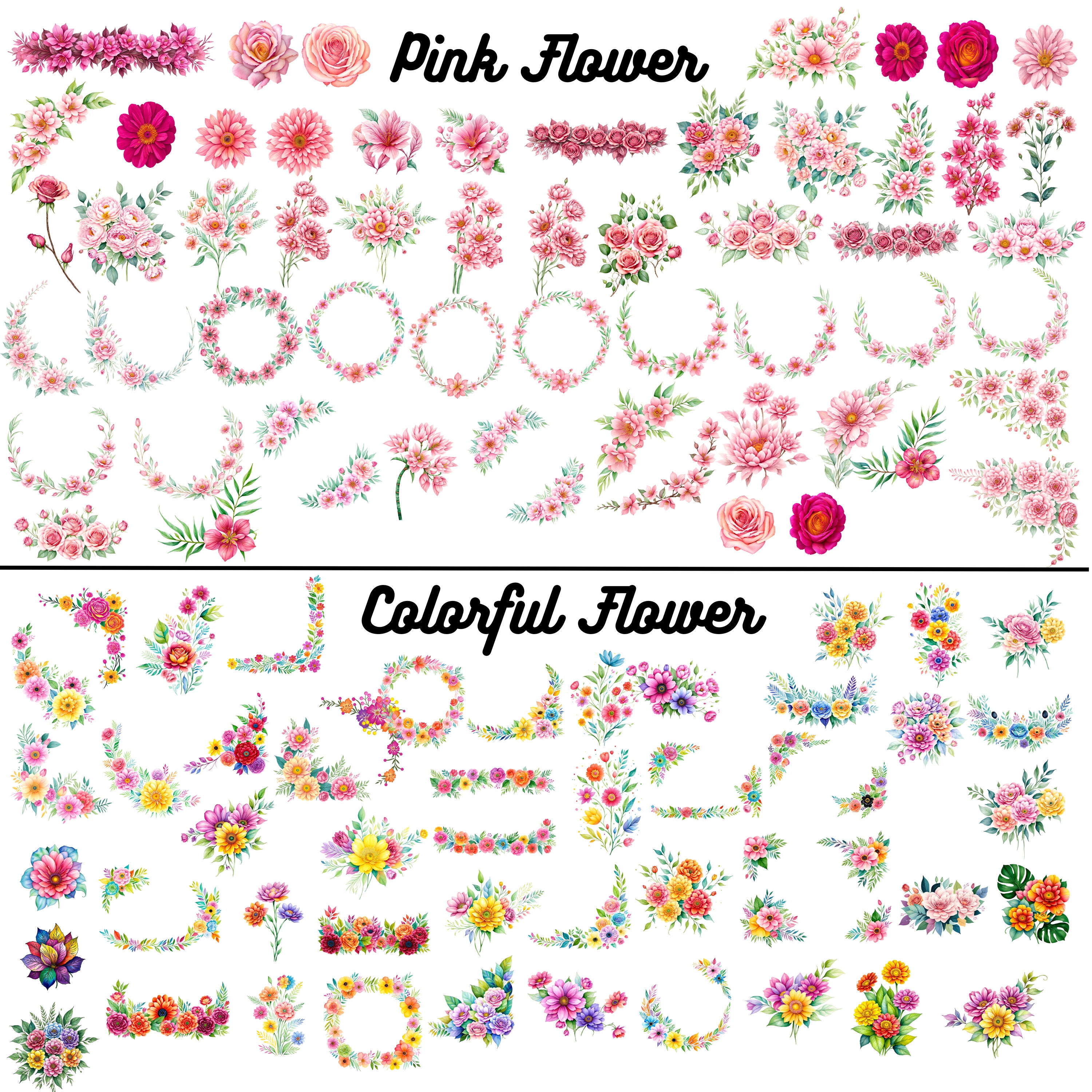 Flower Clipart PNG Flower Bundle PNG Watercolor Flower Blue - Etsy