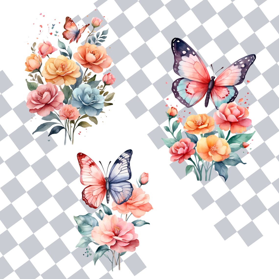 30 Watercolor Butterfly Flowers PNG, Pastel Flower Butterflies Clipart ...