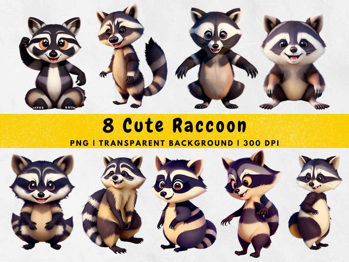 Racoon PNG Clipart Baby Raccoon Cute Baby Animal Clipart - Etsy