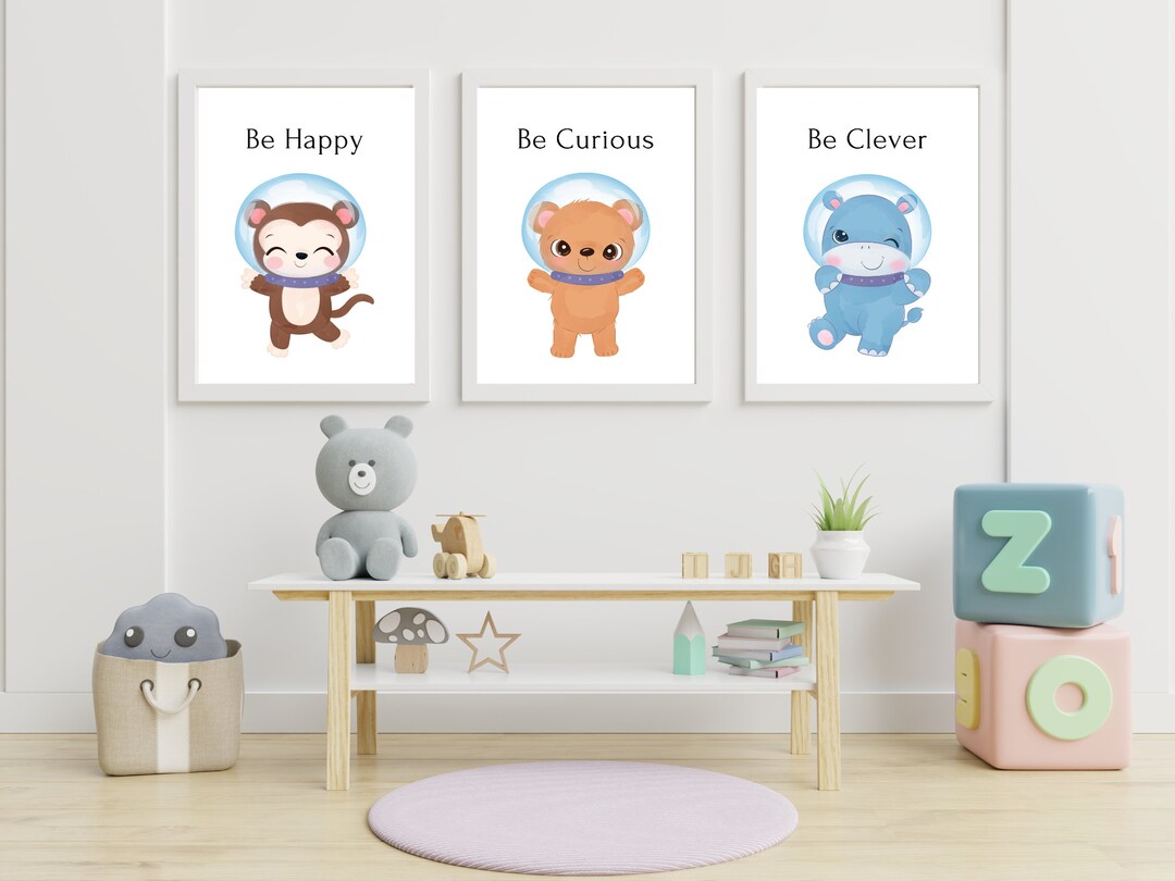 Safari Nursery Wall Art - Set of 3 Cute Baby Animal Prints - Printable ...