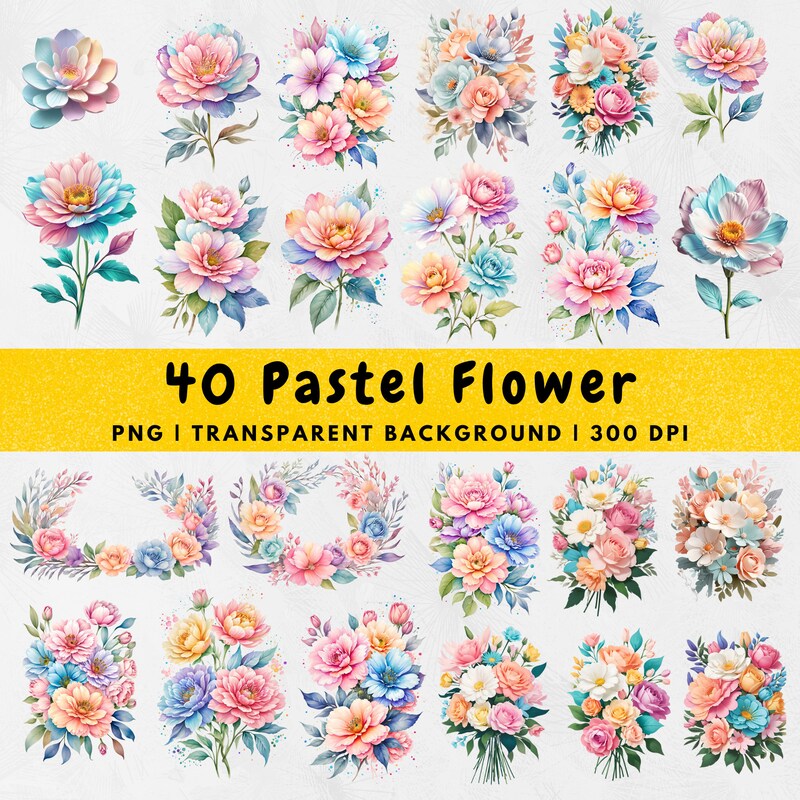 Pastel Flowers - Etsy
