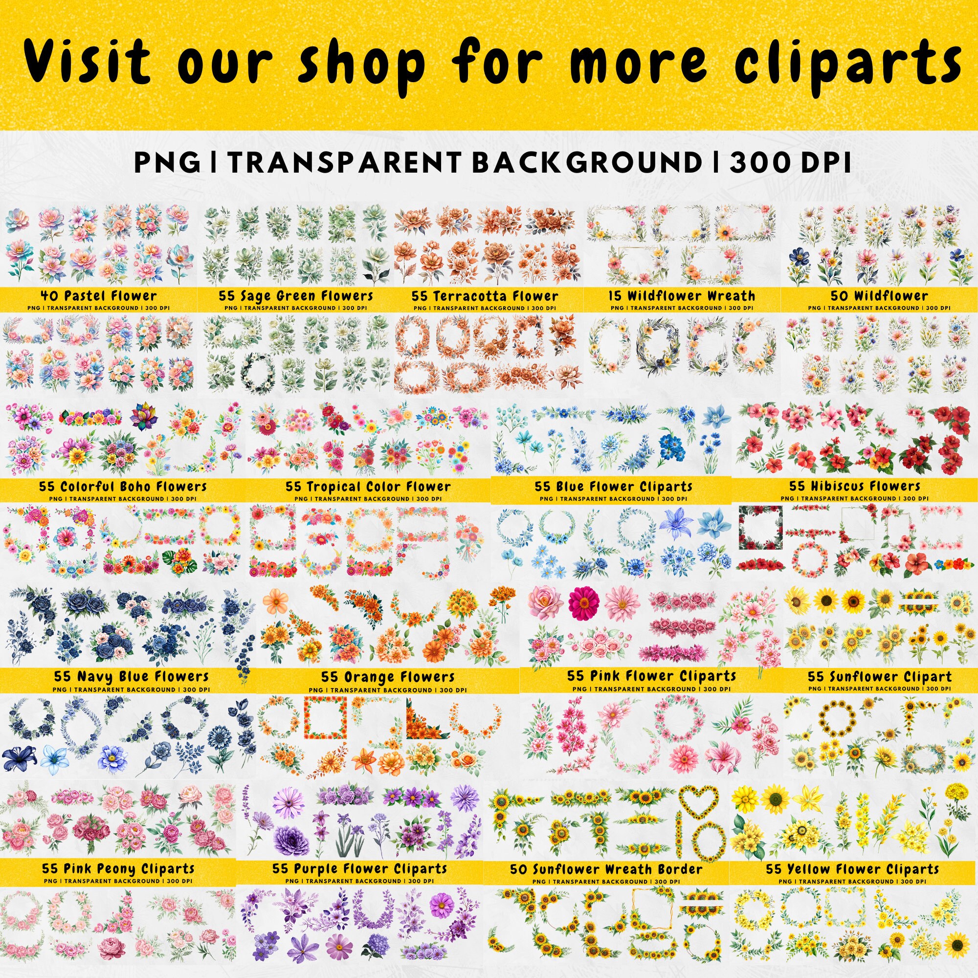 40 Watercolor Vibrant Pastel Flower PNG, Pastel Floral Clipart PNG ...